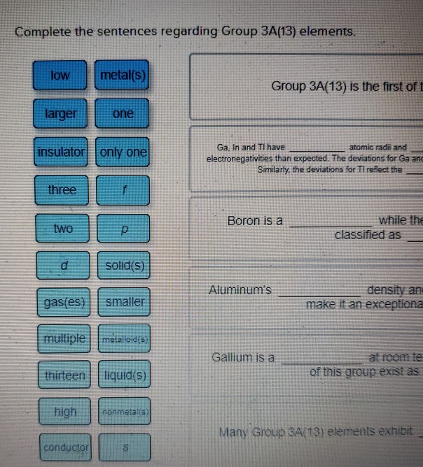 Solved Group 3A(13) is the first of the block. Ga, In and Tl | Chegg.com