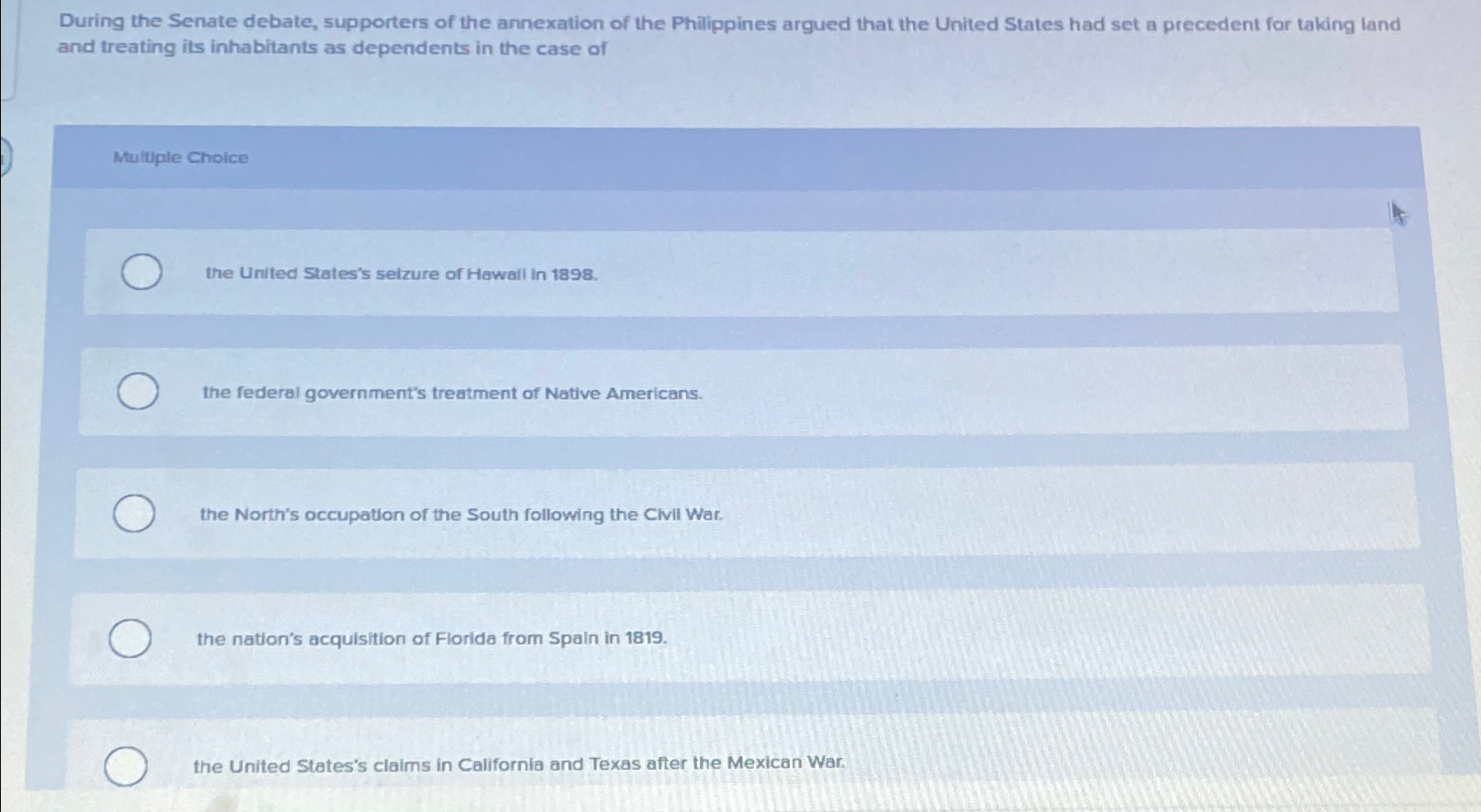 Solved During the Senate debate, supporters of the | Chegg.com