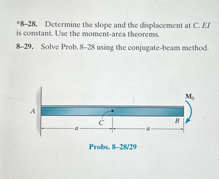 Solved *8-28. Determine the slope and the displacement at C. | Chegg.com Solved *8-28. Determine the slope and the displacement at C. | Chegg.com