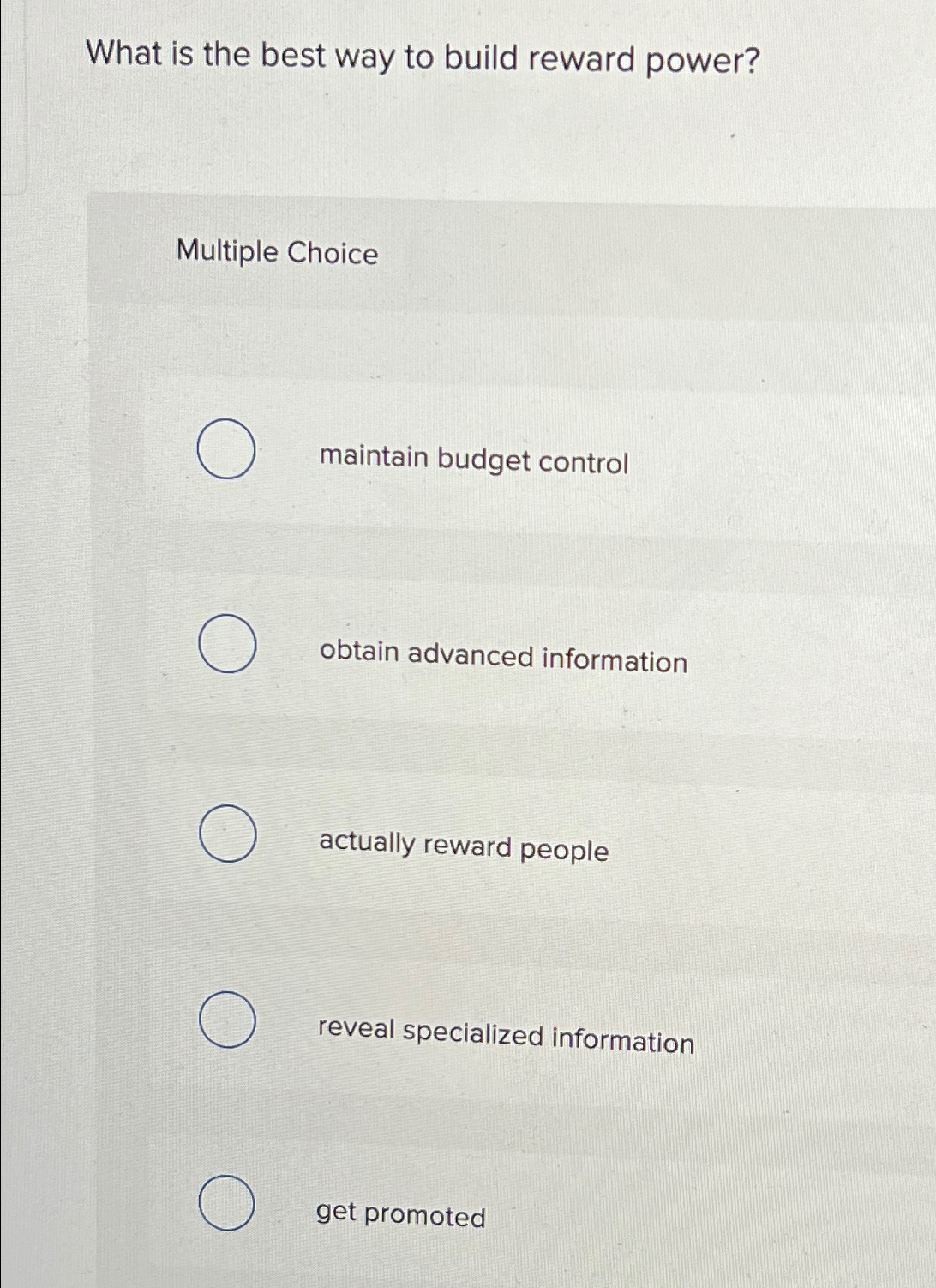 Solved What is the best way to build reward power?Multiple | Chegg.com