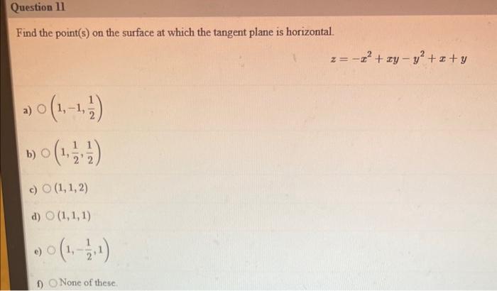 Solved Find the point(s) on the surface at which the tangent | Chegg.com