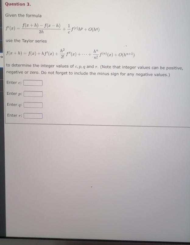 Solved Given the formula | Chegg.com