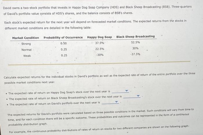 Solved David owns a two-stock portfolio that invests in | Chegg.com