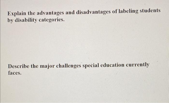 Solved Explain the advantages and disadvantages of labeling | Chegg.com