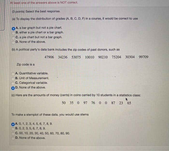Solved At least one of the answers above is NOT correct (3 | Chegg.com