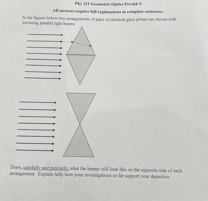 Phy 221 Geometric Optics Pre-lab 9 All answers | Chegg.com