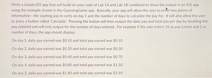 Solved Write a simple iOS app that will build on your code | Chegg.com