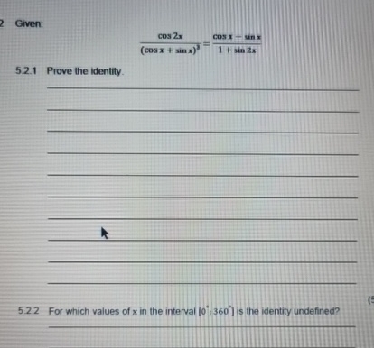 Solved Given:cos2x(cosx+sinx)3=cosx-sinx1+sin2x5.2.1 ﻿Prove | Chegg.com