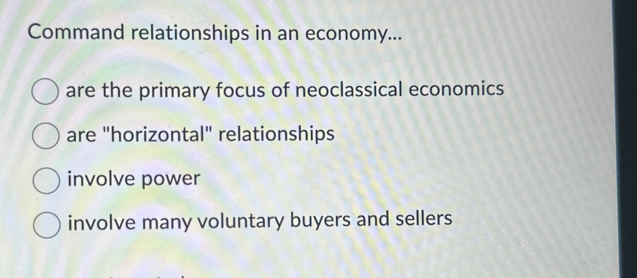 Solved Command relationships in an economy...are the primary | Chegg.com