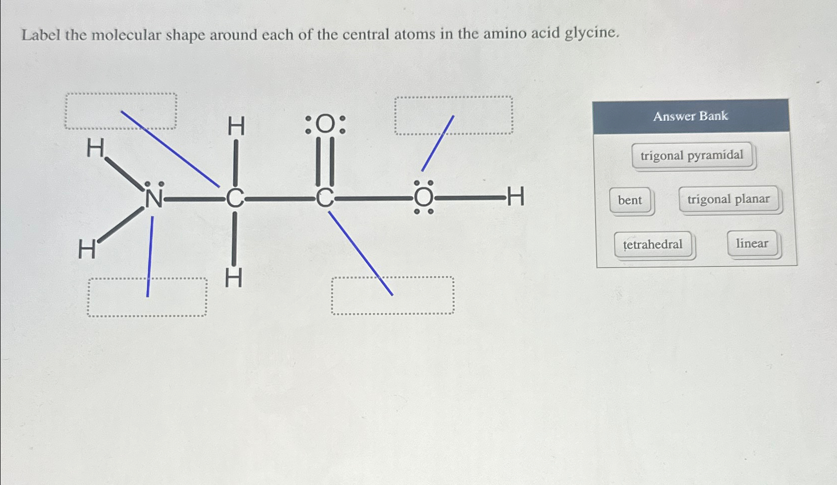 Solved Label the molecular shape around each of the central | Chegg.com