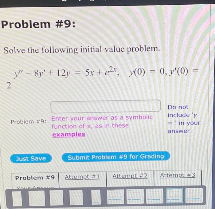 Solved Solve the following initial value problem. | Chegg.com
