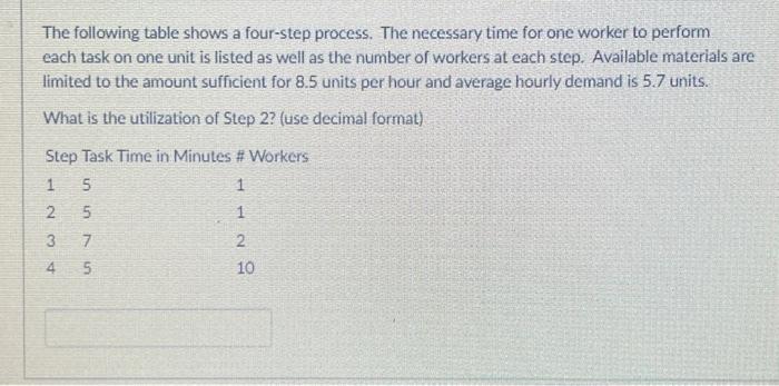 Solved The following table shows a four-step process. The | Chegg.com