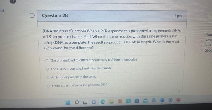 Solved (DNA structure/Function) When a PCR experiment is | Chegg.com