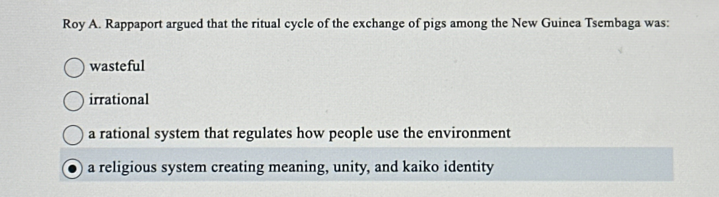 Solved Roy A. ﻿Rappaport argued that the ritual cycle of the | Chegg.com