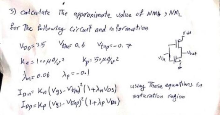 3) calculate the approximote value of NMH,NML for the | Chegg.com