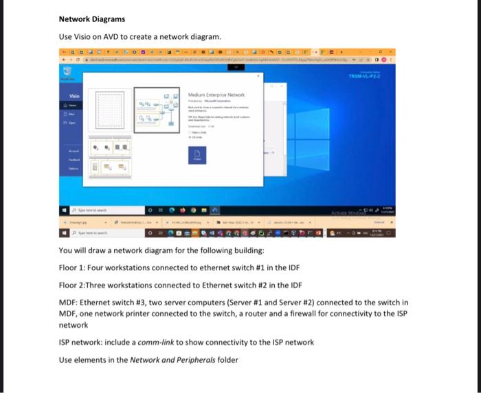 Solved Network Diagrams Use Visio on AVD to create a network | Chegg.com
