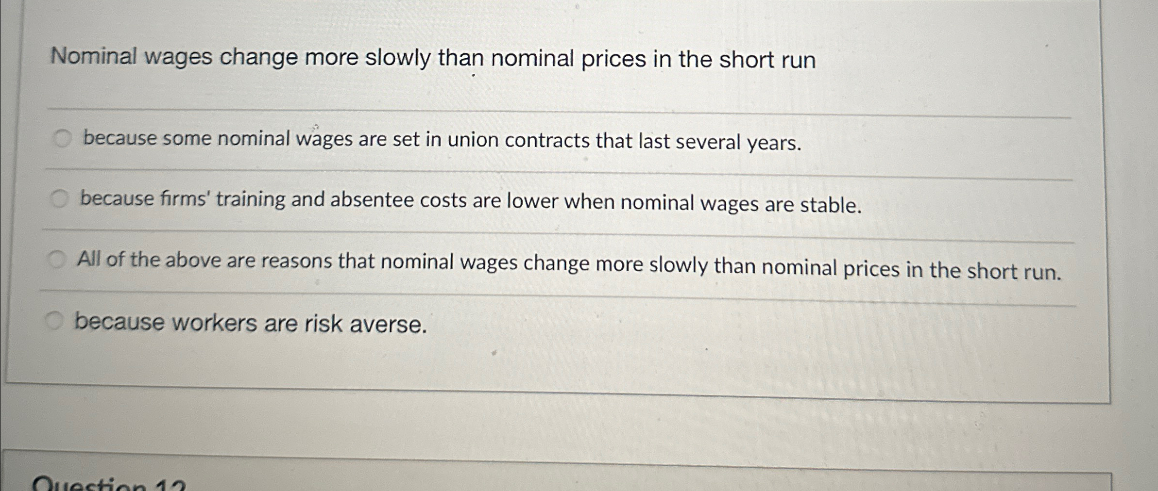Solved Nominal wages change more slowly than nominal prices | Chegg.com