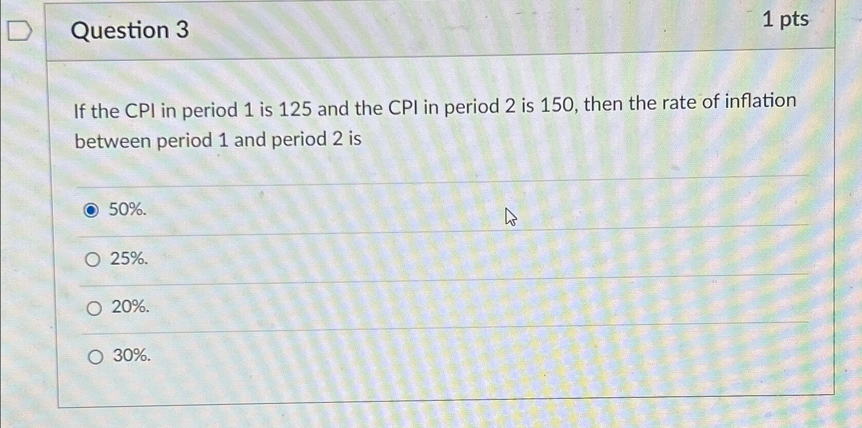Solved Question 31 ﻿ptsIf the CPI in period 1 ﻿is 125 ﻿and | Chegg.com