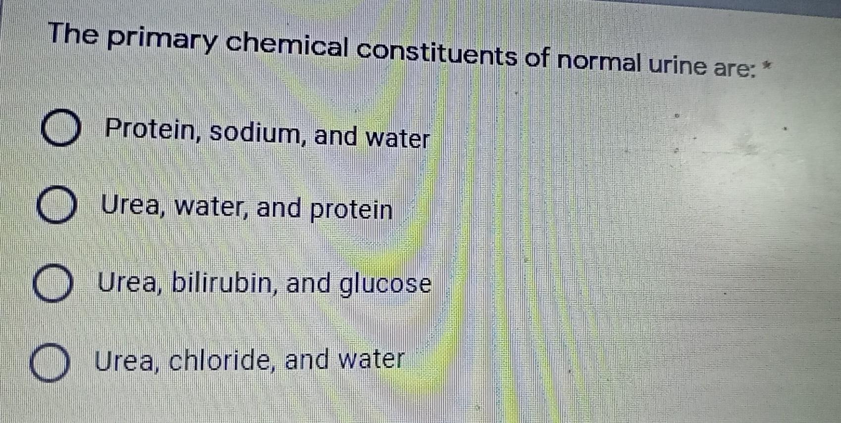 Solved The primary chemical constituents of normal urine | Chegg.com