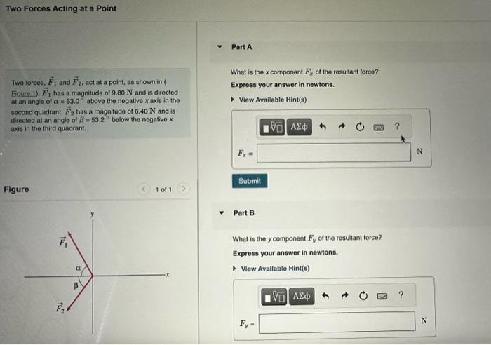 Solved Two Forces Acting at a Point Part A What is the | Chegg.com