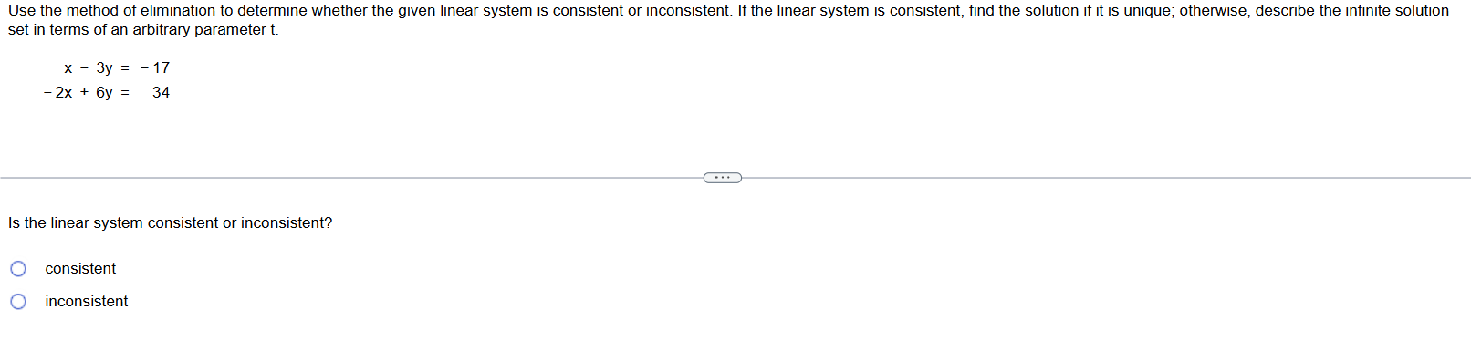 Solved Use the method of ﻿elimination to ﻿determine whether | Chegg.com