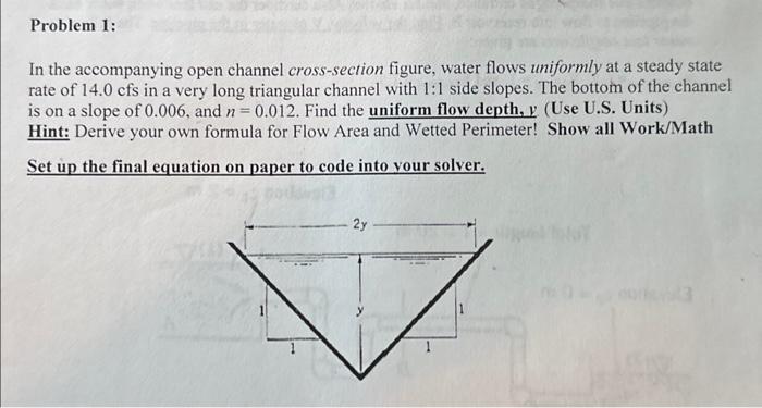 Solved In the accompanying open channel cross-section | Chegg.com