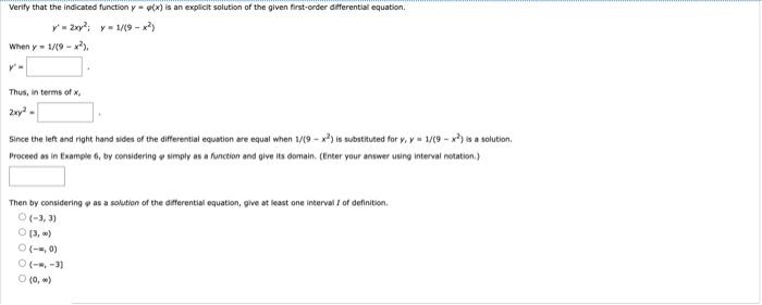 Solved Verify that the indicated function y=φ(x) is an | Chegg.com