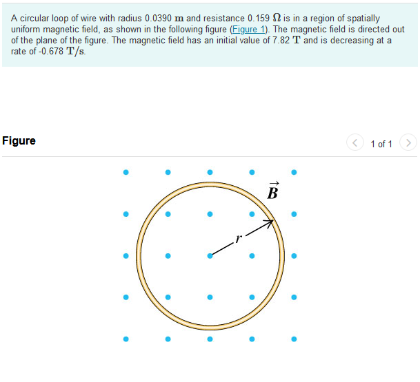 Solved A circular loop of wire with radius 0.0390m ﻿and | Chegg.com