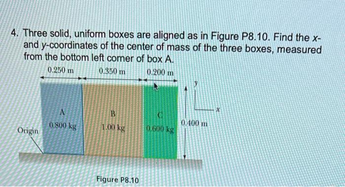 Solved 4. Three solid, uniform boxes are aligned as in | Chegg.com