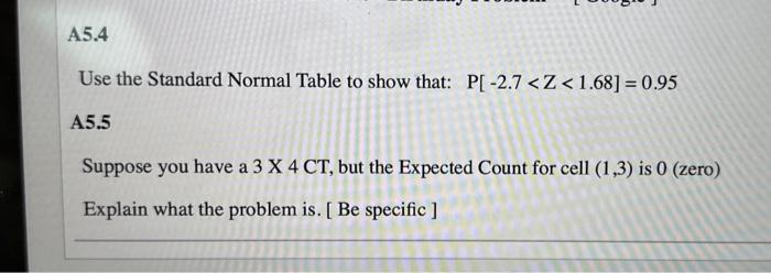 Solved Use the Standard Normal Table to show that: P[−2.7 | Chegg.com