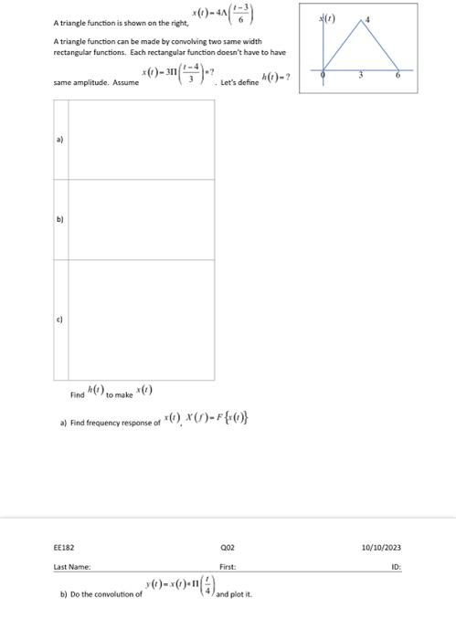 Solved A triangle function is shown on the right, | Chegg.com