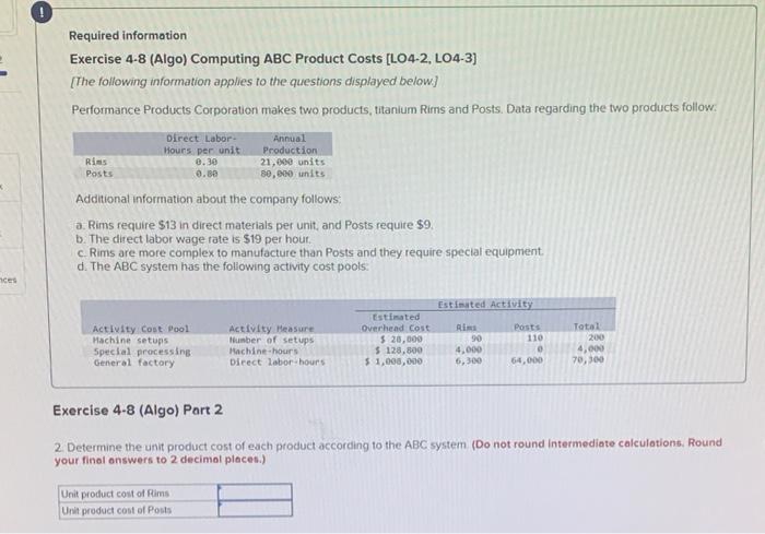 Solved Required information Exercise 4-8 (Algo) Computing | Chegg.com