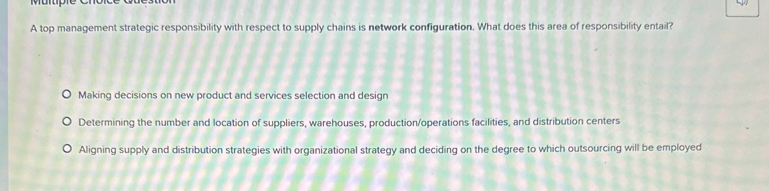 Solved A top management strategic responsibility with | Chegg.com