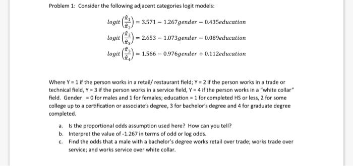 Solved Problem 1: Consider the following adjacent categories | Chegg.com