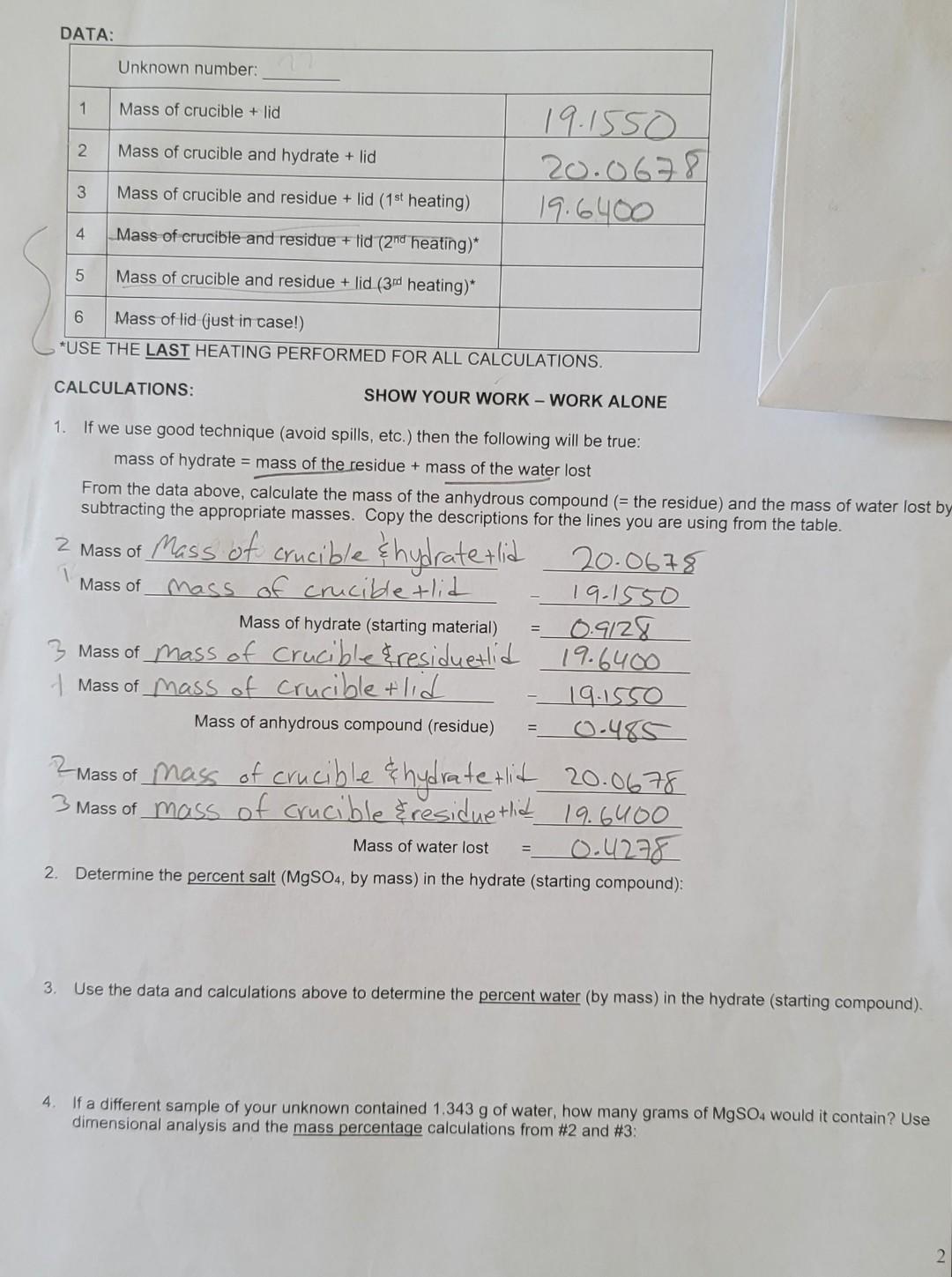 Solved Experiment 6 Name: EMPIRICAL FORMULAS Introduction: | Chegg.com