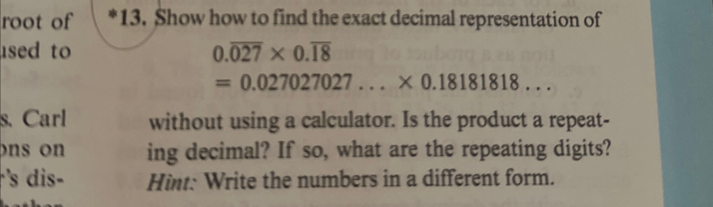 Solved Show how to find the exact decimal representation | Chegg.com