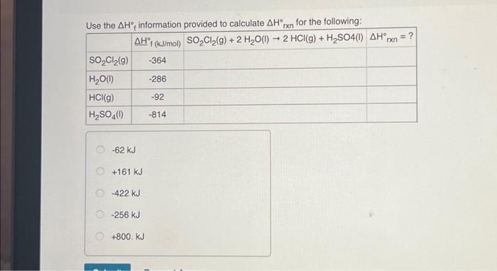 Solved I ise the ΔH∘ i information provided to calculate | Chegg.com