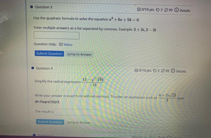 Solved Solve the equation: 3x2−2x+3=0. Fully simplify all | Chegg.com