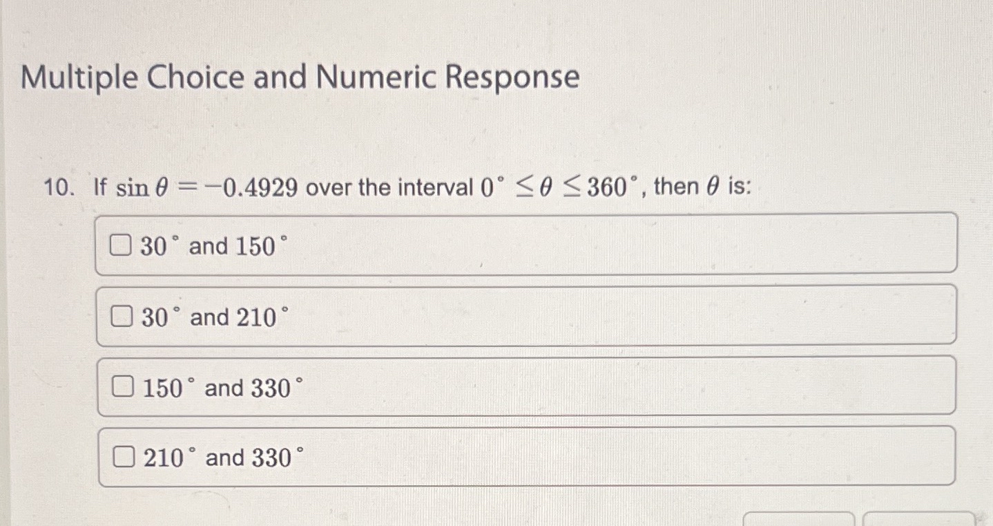 Solved Multiple Choice and Numeric Response10. ﻿If | Chegg.com