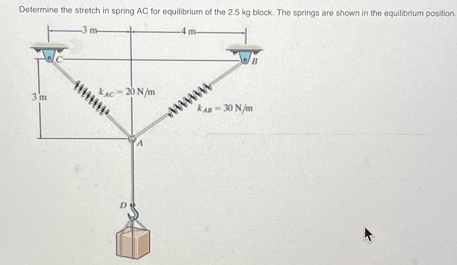 Solved Determine the stretch in spring AC ﻿for equilibrium | Chegg.com