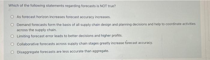 Solved Which of the following statements regarding forecasts | Chegg.com