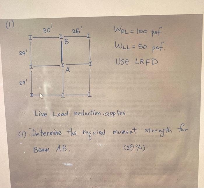 Solved WDL=100 PSf WLL=50 pSf. USE LRFD Live Load | Chegg.com