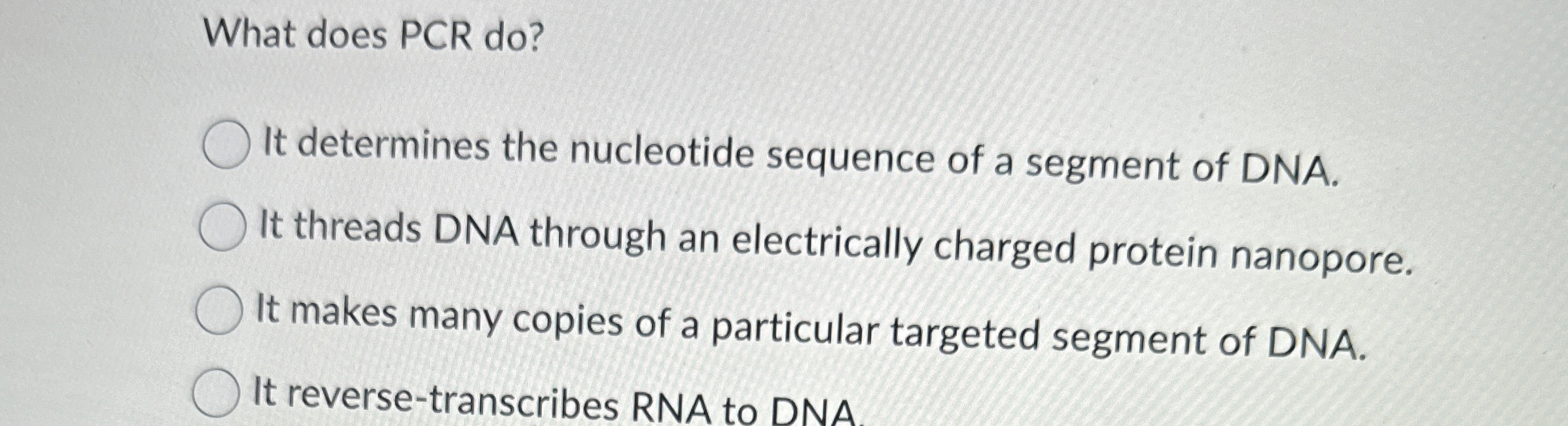 Solved What does PCR do?It determines the nucleotide | Chegg.com