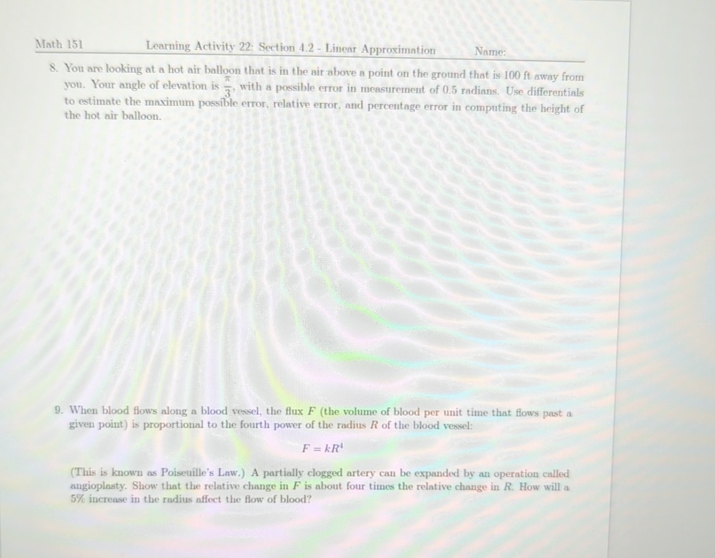 Solved Math 151Learning Activity 22: Section 4.2 - ﻿Linear | Chegg.com