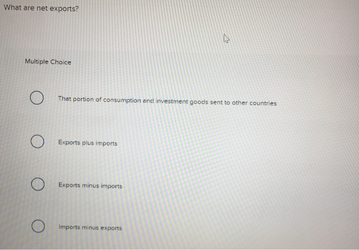 Solved What are net exports? w Multiple Choice O That | Chegg.com