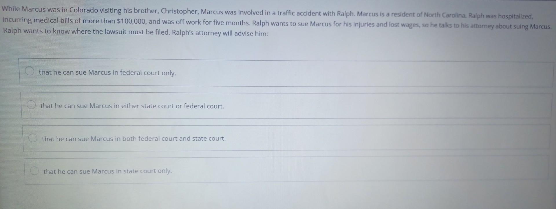 While Marcus was in Colorado visiting his brother, | Chegg.com