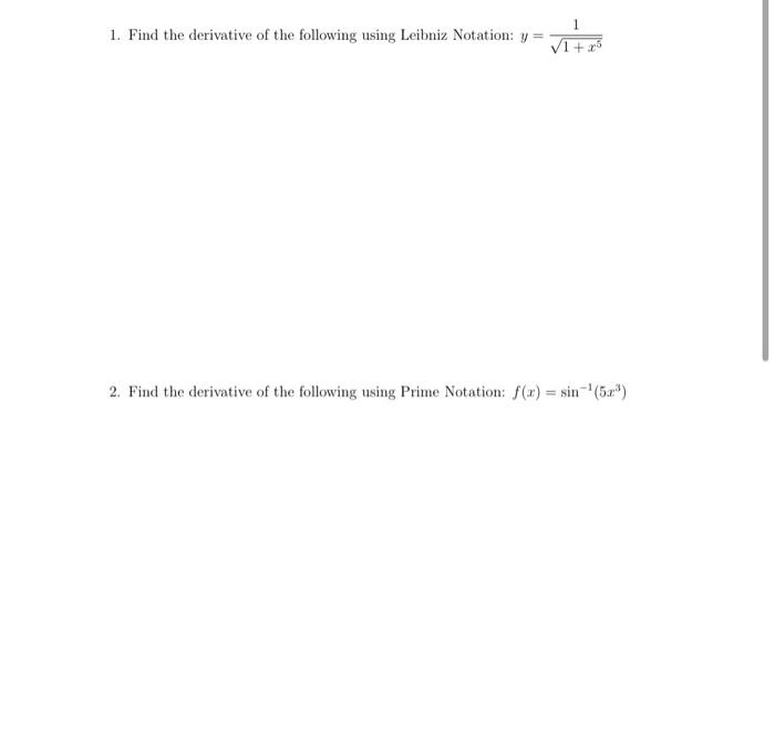 Solved 1. Find the derivative of the following using Leibniz | Chegg.com