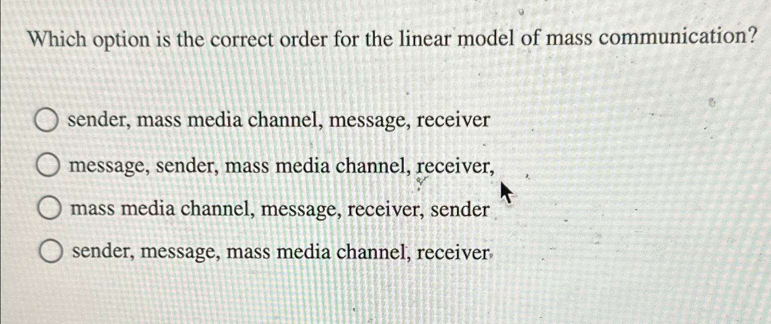 Solved Which option is the correct order for the linear | Chegg.com