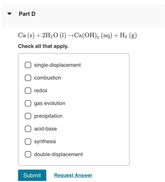 Solved Part B 2Rb (s) + Bry (8) +2RbBr (s) Check all that | Chegg.com
