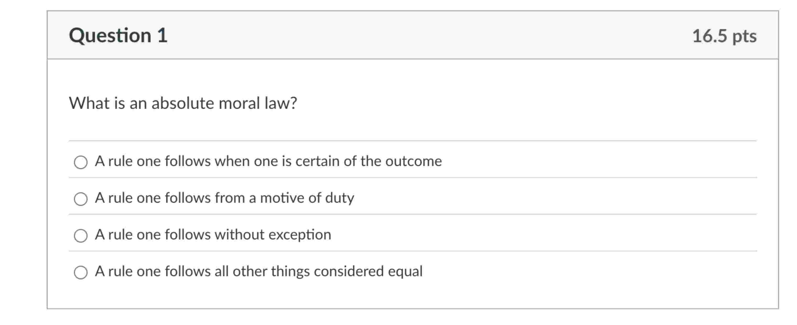 Solved Question 1What is an absolute moral law?A rule one | Chegg.com